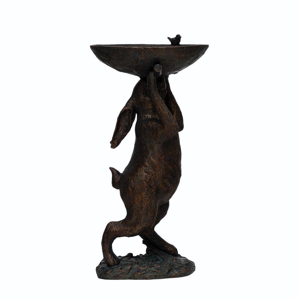 Storied Home Resin Green Patina Finish Rabbit Bird Bath DF6241 - The ...