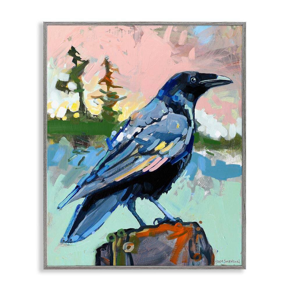 Stupell Industries Modern Crow Portrait by Adam Swanson Gray Framed ...