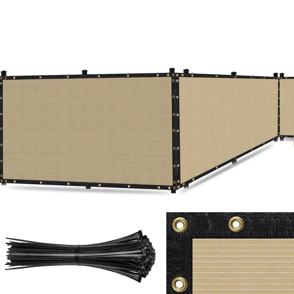 SEALTECH Ultra Heavy-Duty 200 GSM Privacy Fence Screen Beige - 8 ft. x ...