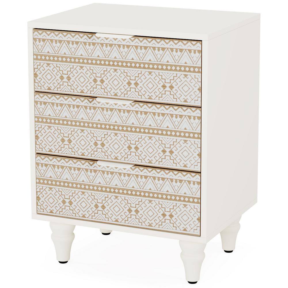 TRIBESIGNS WAY TO ORIGIN Mayville White 3-Drawer Nightstand with ...