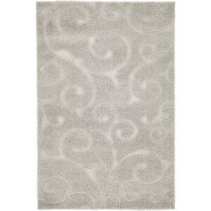 Unique Loom Floral Shag Carved Gray 9' 0 x 12' 0 Area Rug 3133124