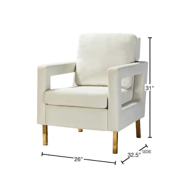 JAYDEN CREATION Anika Modern Ivory Comfy Velvet Arm Chair with ...