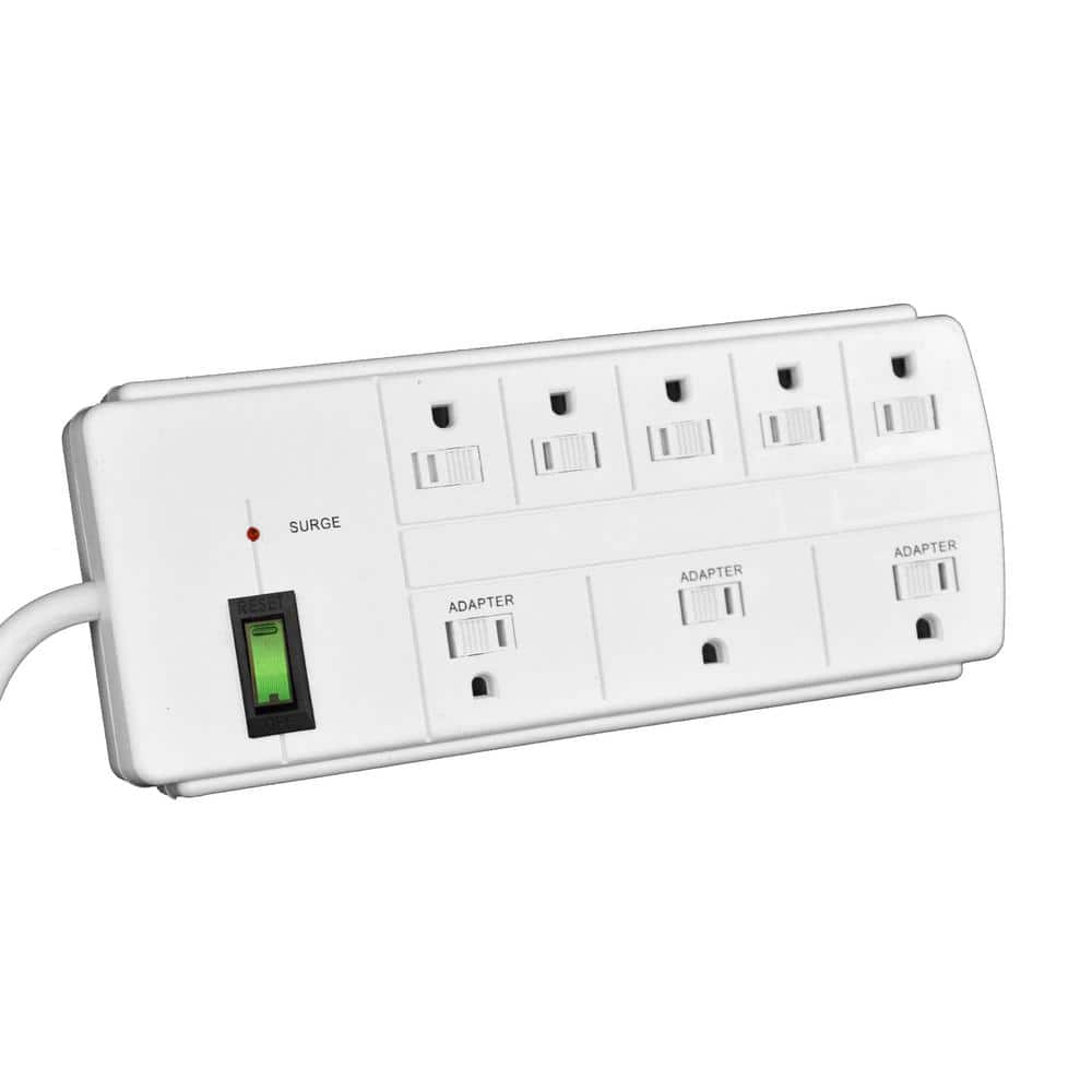 GoGreen Power 8-Outlet 6 ft. Cord Surge Protector Lighted Rocker Switch ...
