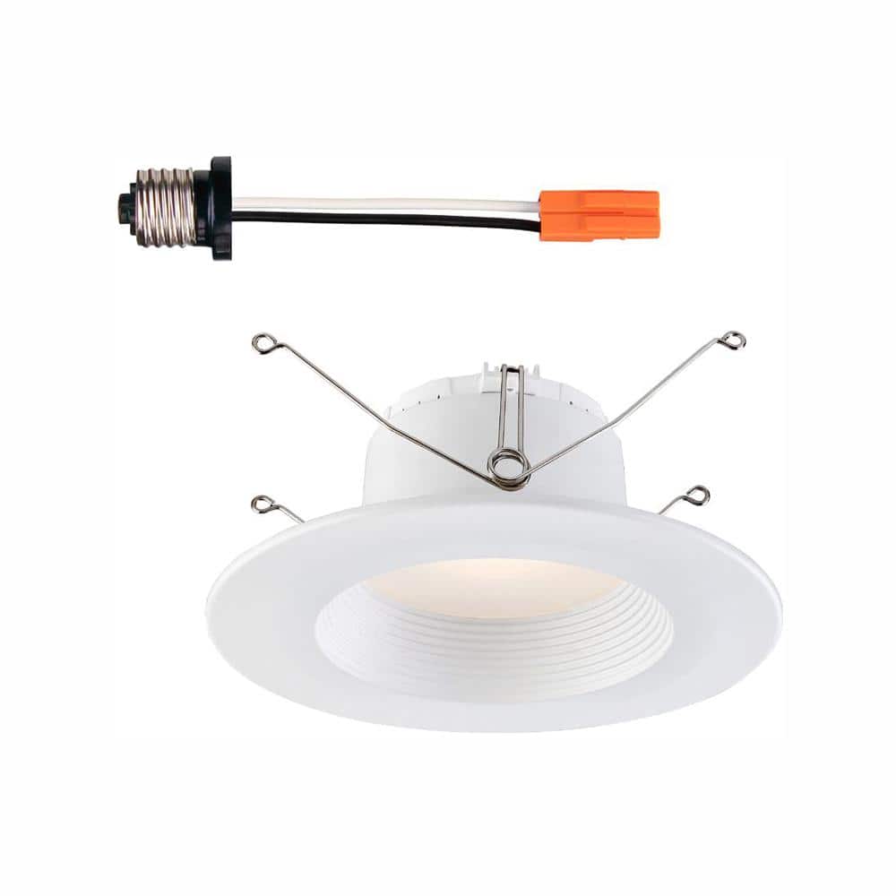 EnviroLite 5 in. / 6 in. White Integrated LED Recessed Can Light Baffle ...