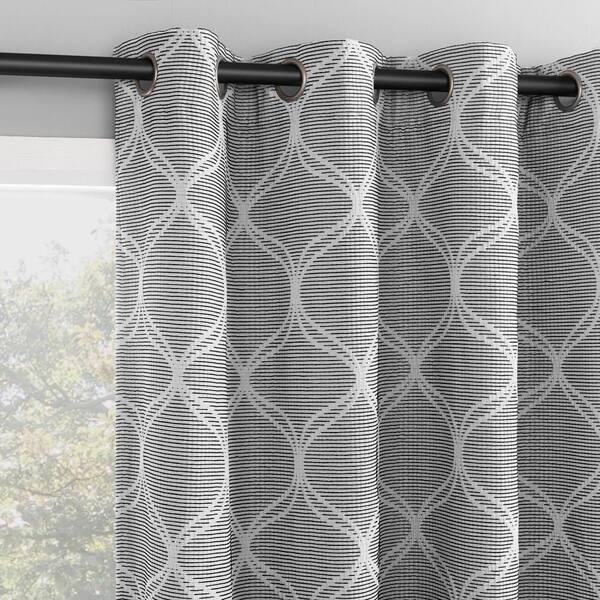 Sun Zero Tikal Woven Ogee Black Layered 50 in. W x 63 in. L Grommet 100 ...