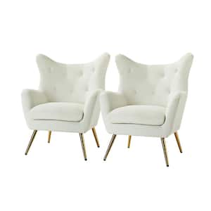 JAYDEN CREATION Jacob Purple Tufted Accent Wingback Chair with Golden ...