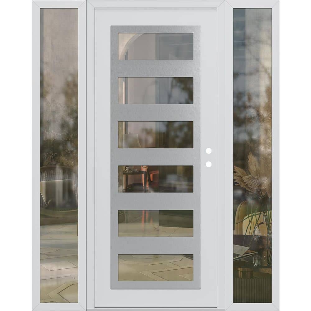 Tessari Doors C9 68 in. x 80 in. Silver P Left-Hand/Inswing Clear Glass ...