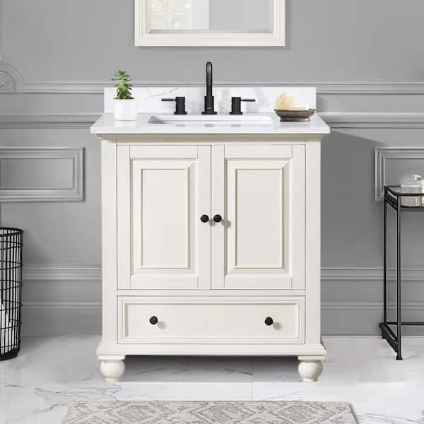 Avanity Thompson 31 in. Single Sink French White Bath Vanity with Cala ...