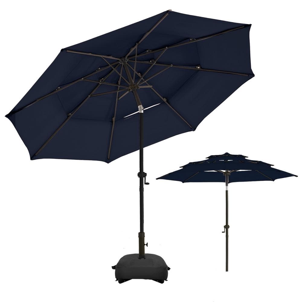 PASAMIC 10 ft. 3 Tiers Aluminum Patio Umbrella Market Umbrella, Fade ...