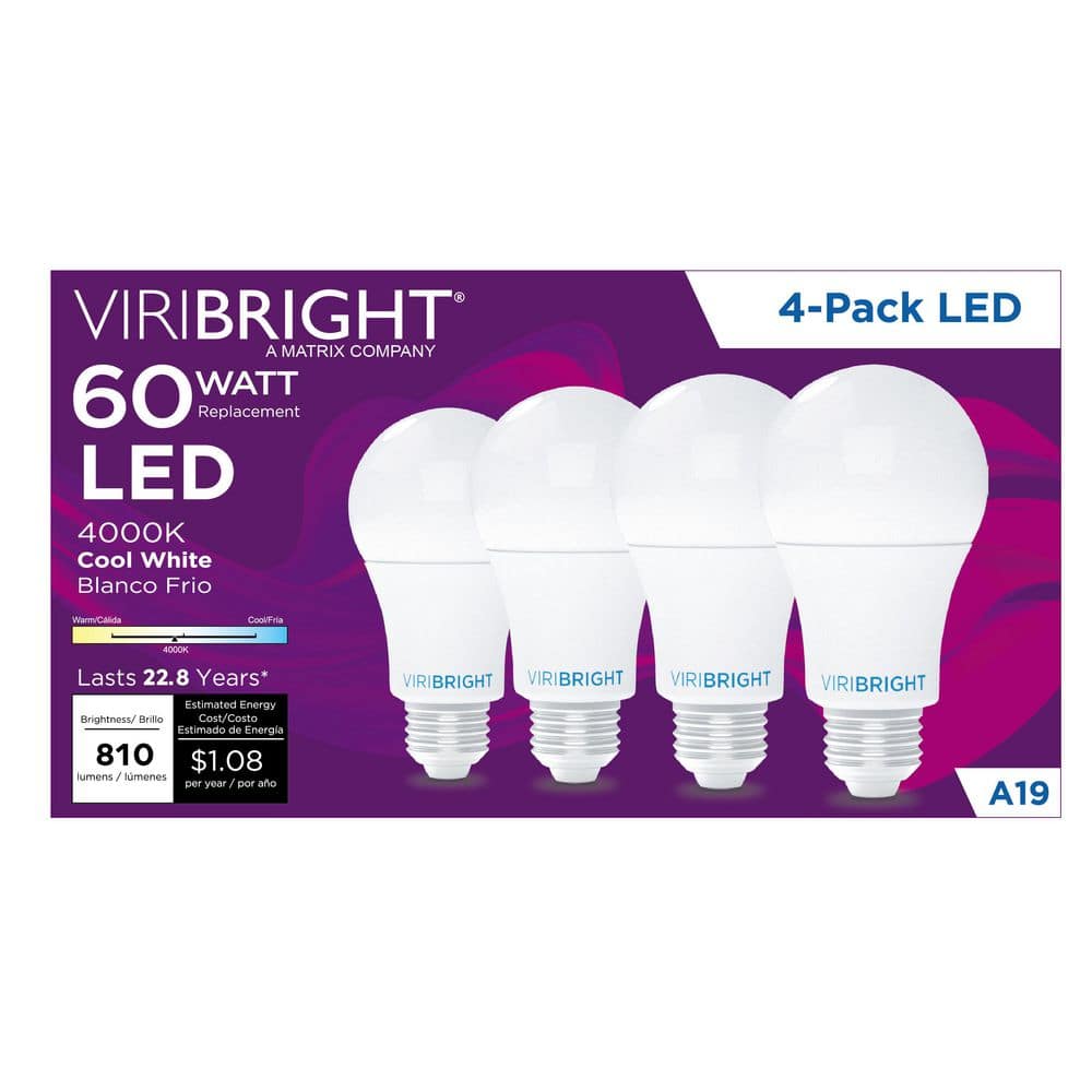 Viribright 60-Watt Equivalent A19 Dimmable CEC Title 20 Compliant ENERGY STAR 90+ CRI E26 LED ...