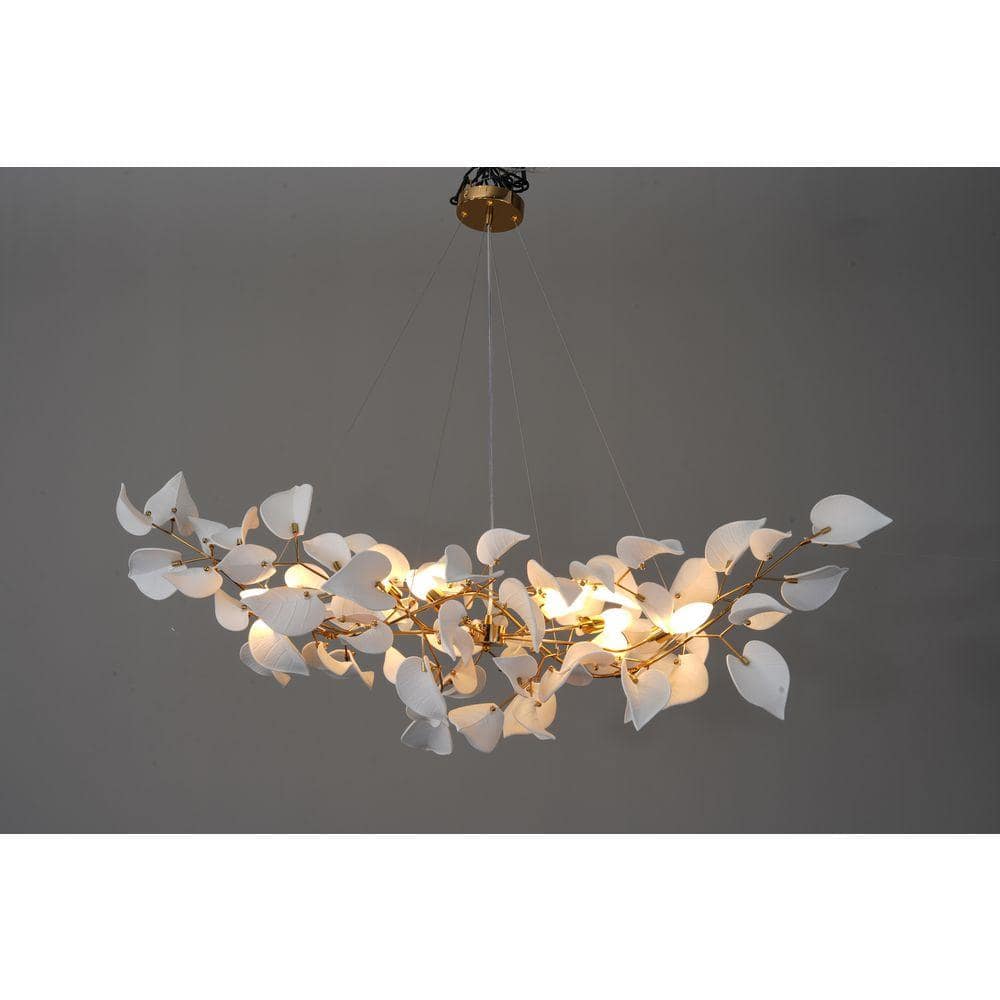 Gleam Flare 47" 6-Light Luxury Gold Rectangle Chandelier, Modern ...