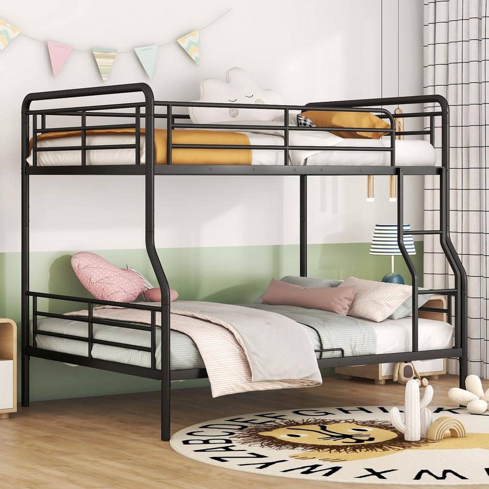 Harper & Bright Designs Detachable Black Full XL over Queen Metal Bunk ...