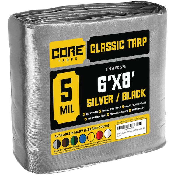 CORE TARPS 6 ft. x 8 ft. Silver/Black 5 Mil Heavy Duty Polyethylene ...