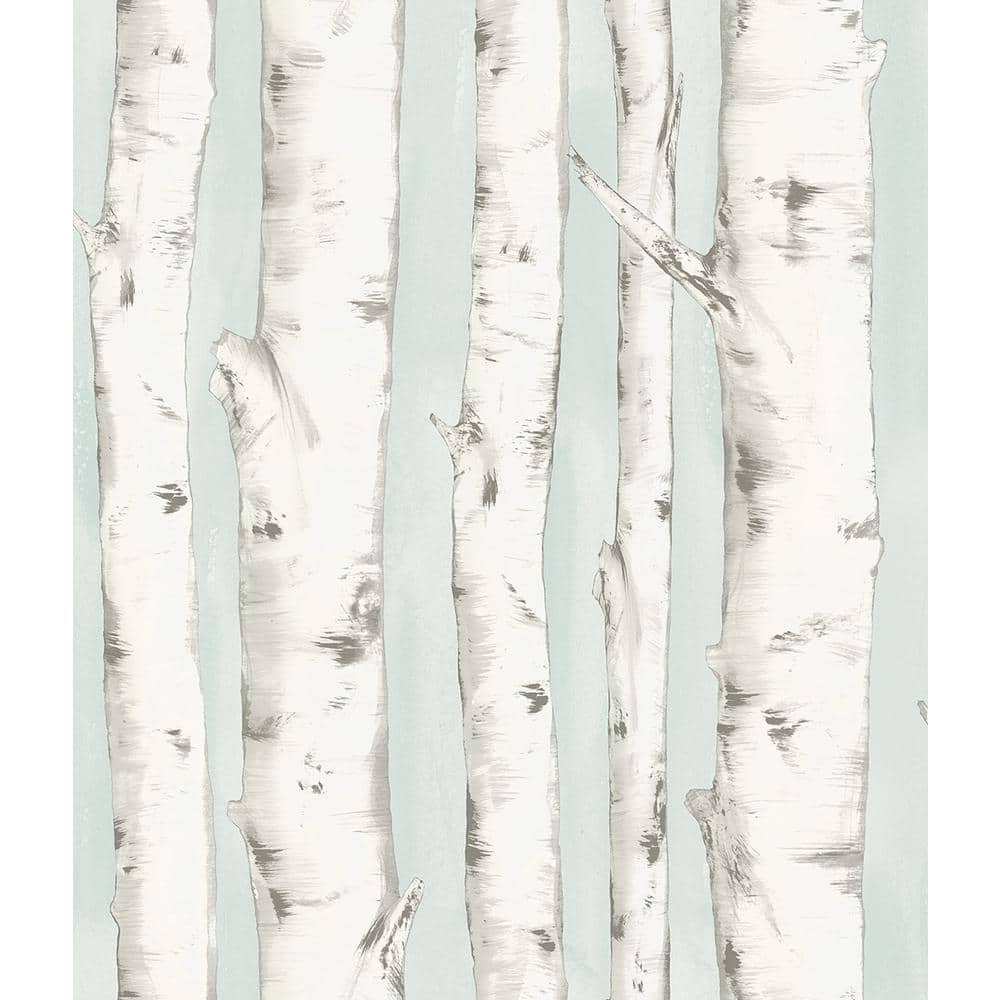 Chesapeake Pioneer Light Blue Birch Tree Paper Strippable Roll (Covers ...