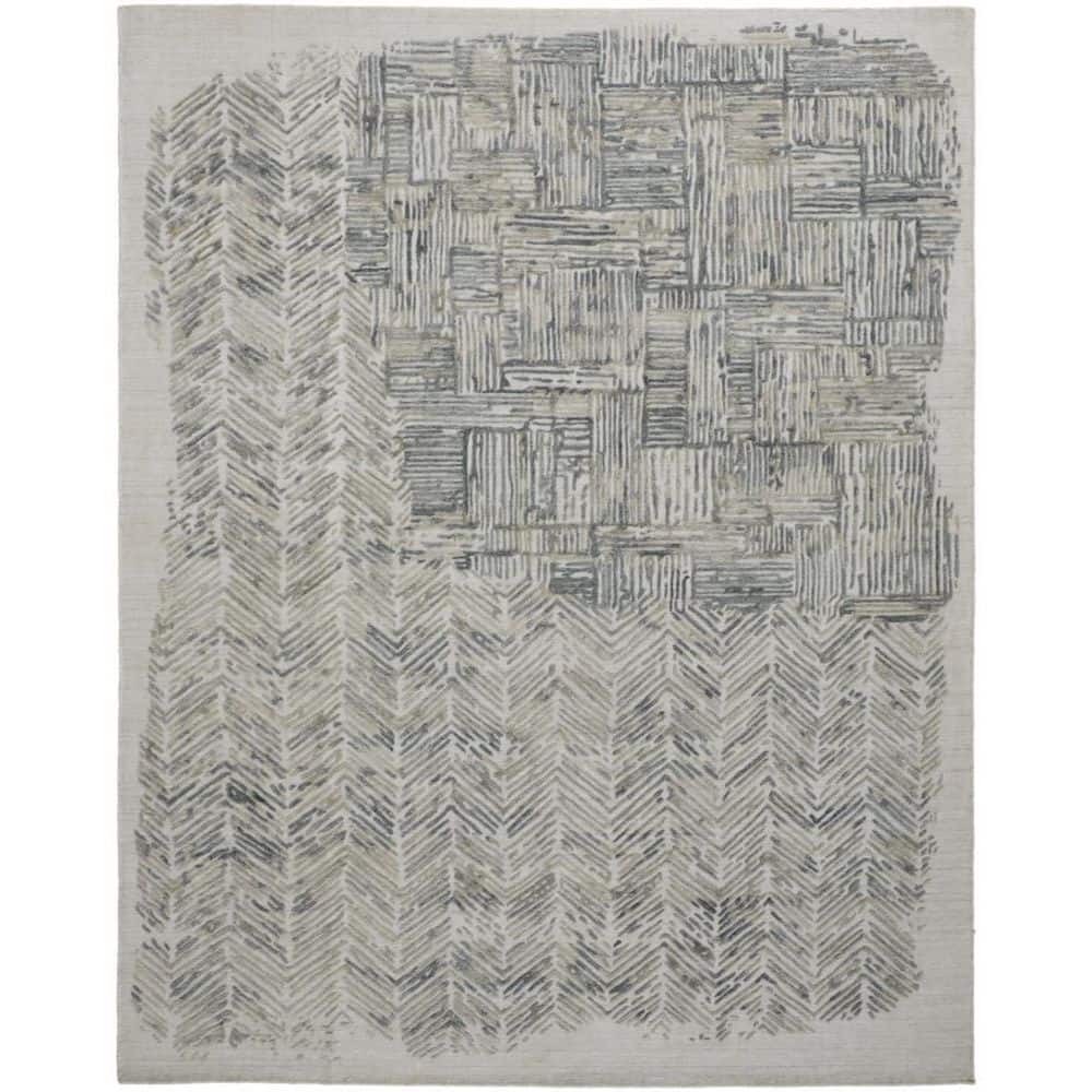 HomeRoots 2 ft. x 8 ft. Blue, Ivory Abstract Area Rug 2000513605 - The ...