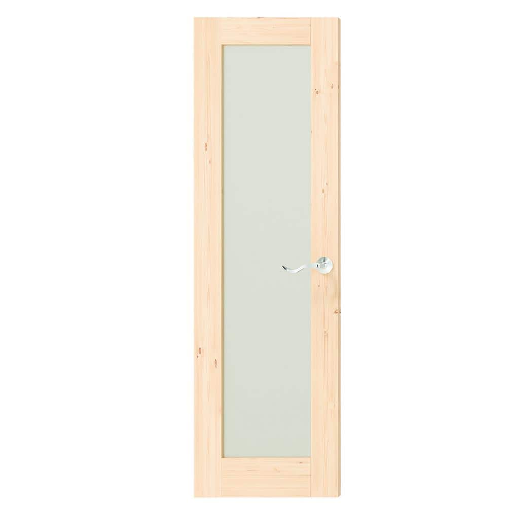 TENONER 24 in. x 80 in. Composite, MDF Full Lite Frosted Glass Primed ...