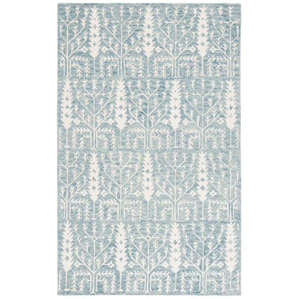 SAFAVIEH Jardin 5 ft. x 8 ft. Blue/Ivory Geometric Branches Area Rug ...