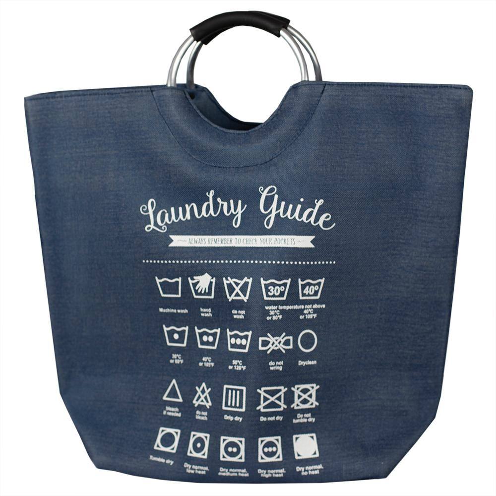 Navy Canvas Laundry Guide Hamper Tote with Soft Grip Handles-HDC59473 ...