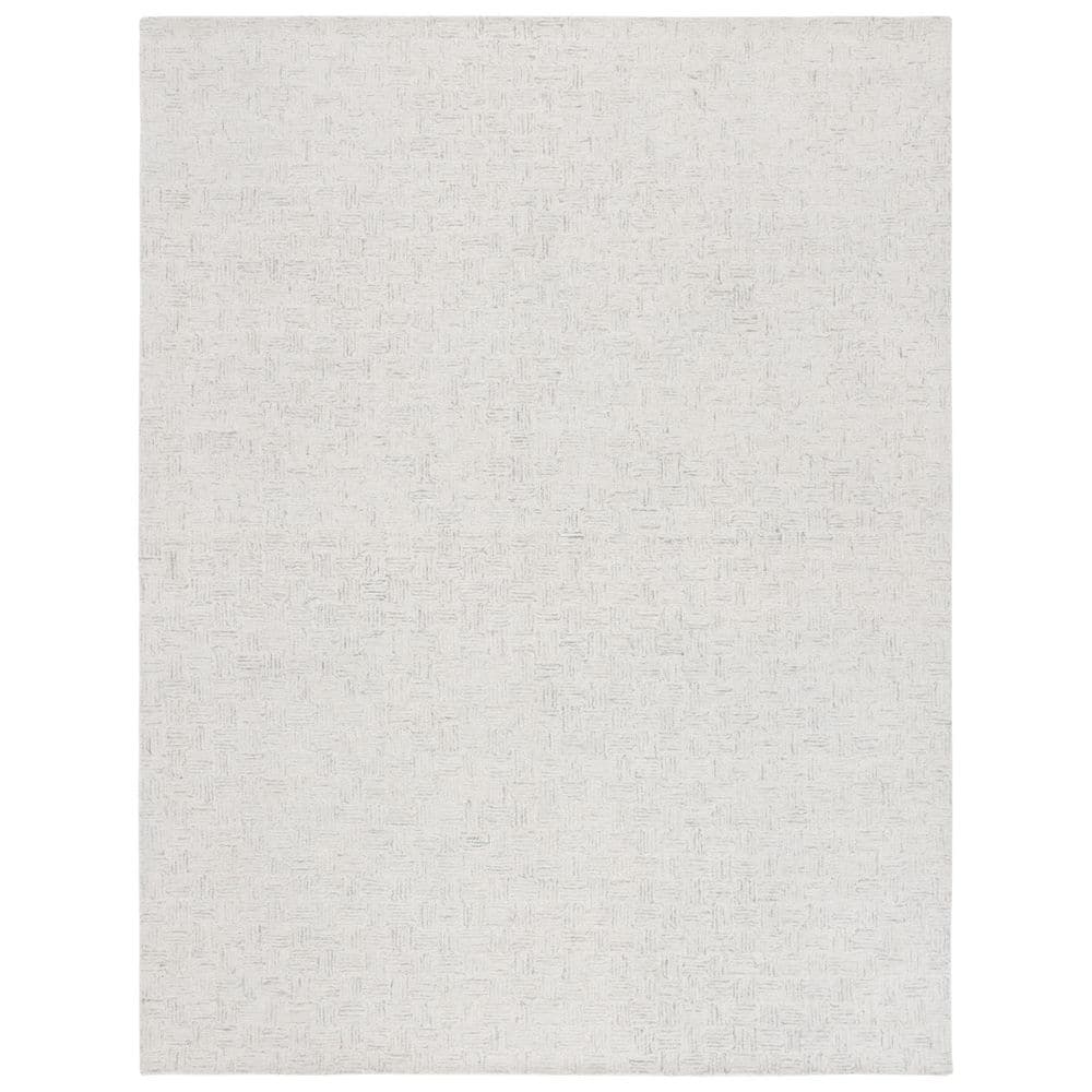 SAFAVIEH Micro-Loop Light Grey/Ivory 10 ft. x 14 ft. Striped Solid ...