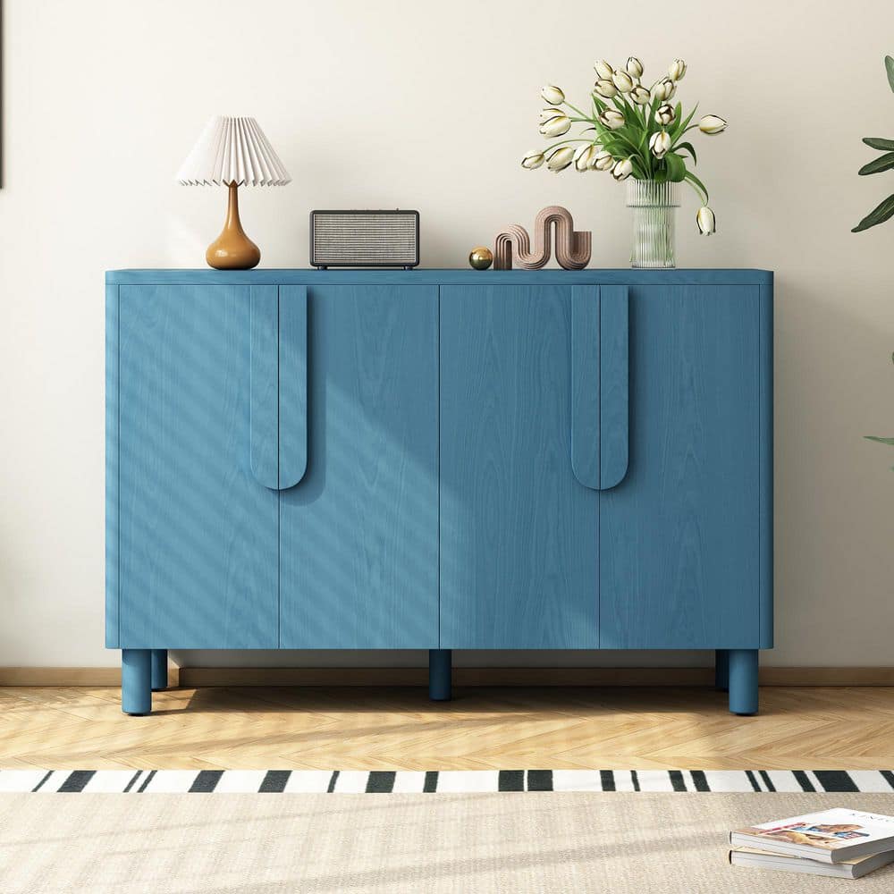 Harper & Bright Designs Navy Wood 47.8 in. Sideboard with Fraxinus ...