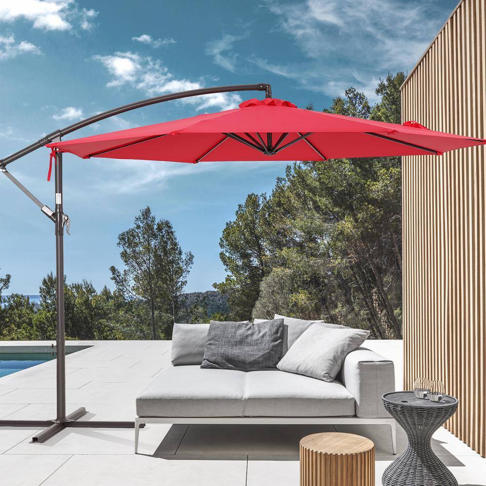 JOYESERY 10 ft. Outdoor Patio Umbrella, Round Canopy Cantilever ...