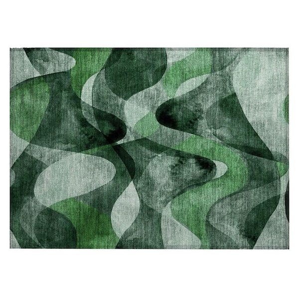 HomeRoots Fern Green 2 ft. x 3 ft. Woven Abstract Polyester Rectangle ...