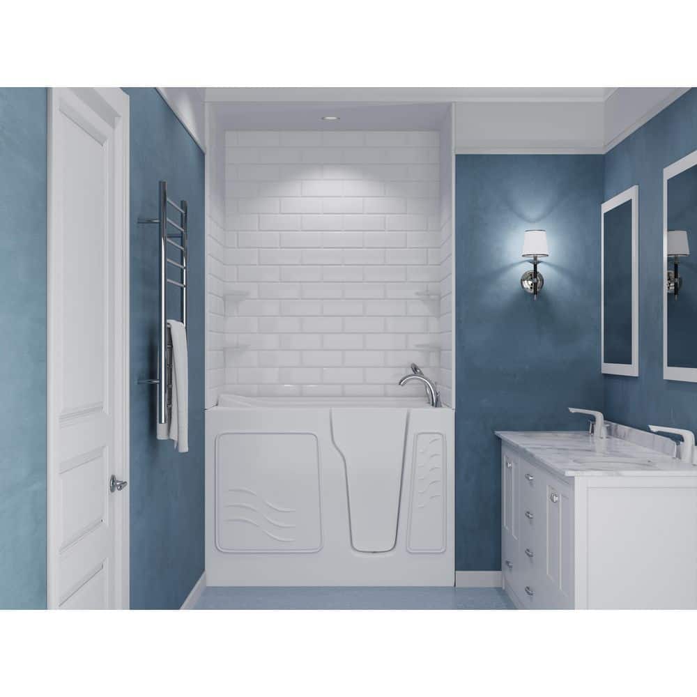 ANZZI Rampart Wall Series 29 in. x 52 in. Right Side Drain Whirlpool ...