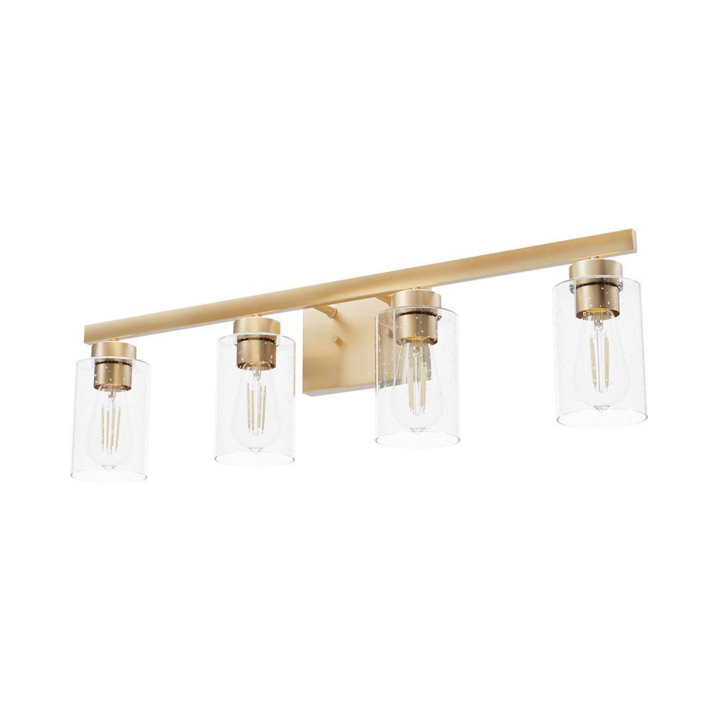 Hunter Hartland 30.75 in. 4-Light Alturas Gold Vanity Light with Clear ...