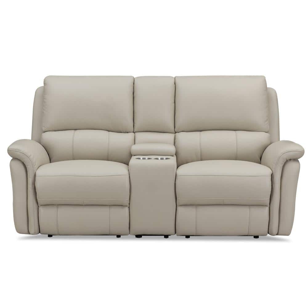 Hydeline Erindale 76.5 in. Vanilla Top Grain Leather 2-Seater Zero ...