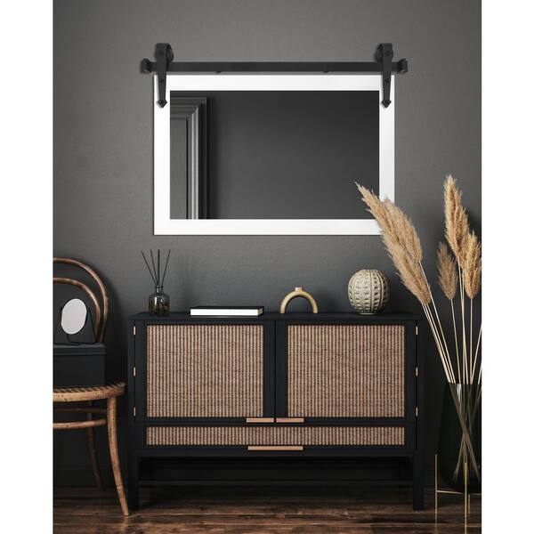 Rayne Mirrors (50 in. W x 33 in. H) White Modern Rustic Mirror with ...