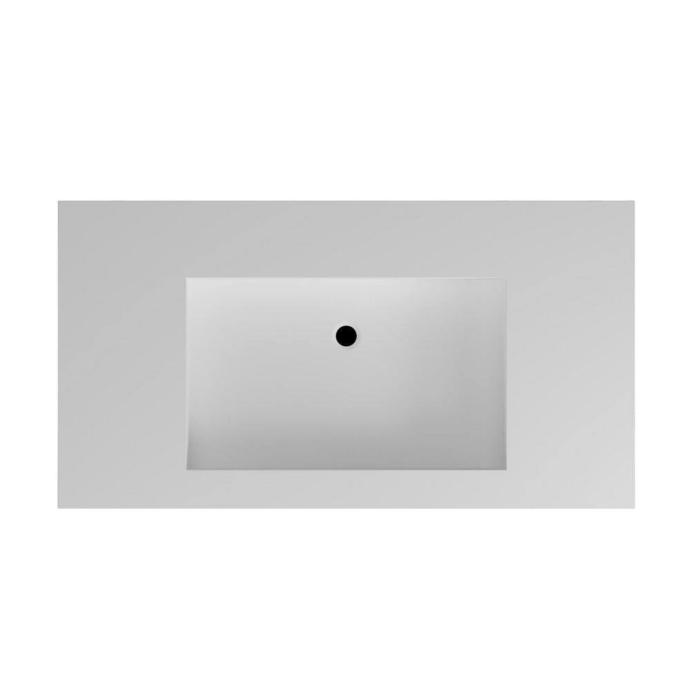 SJ STAR&JANE 35 in. Wall Mount Rectangle Vessel Sink, Solid Surface ...