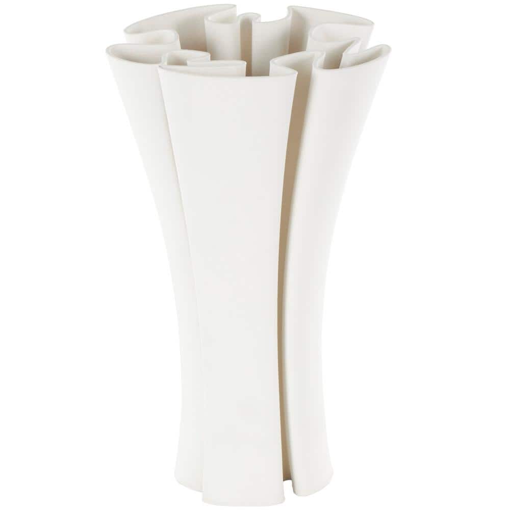 Litton Lane White Ribbed Dimensional Folded Ceramic Abstract Decorative ...