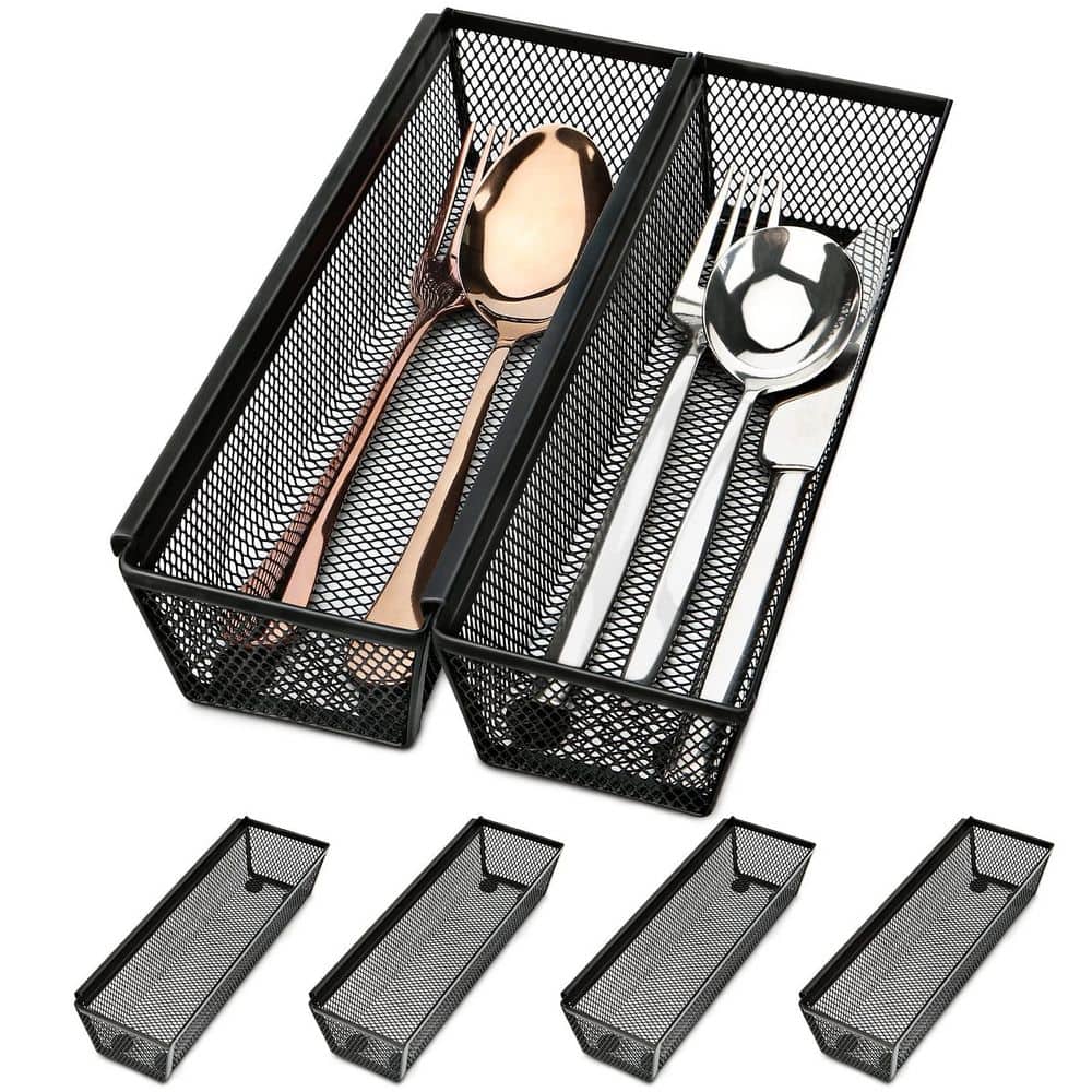 Esepony 9.6 in. x 3 in. x 2 in. Silverware Drawer Organizer Flatware ...
