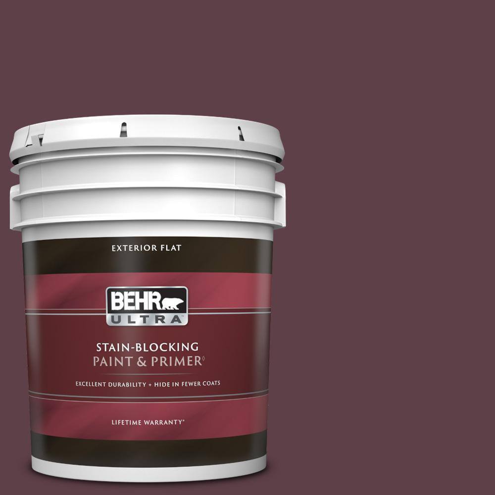 BEHR ULTRA 5 gal. #QE-63 Napa Wine Flat Exterior Paint & Primer 485305 ...