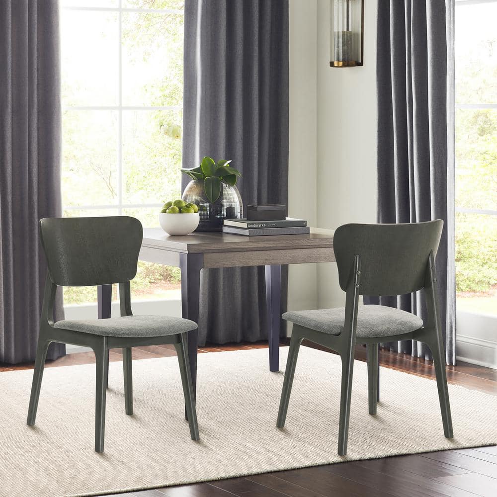 Armen Living Kalia Gray Fabric Upholstered Wood Armless Dining Chair ...