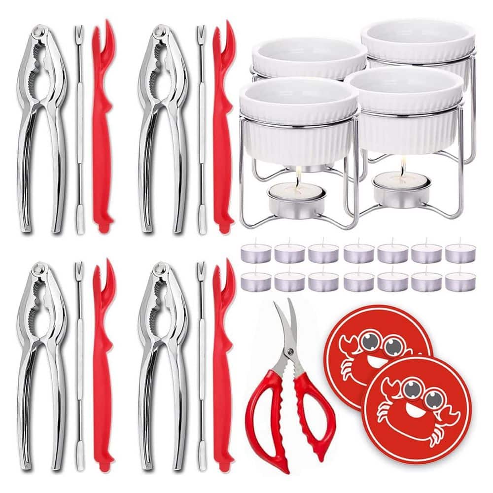 Numhew 33-Piece Seafood Tools Set with Crab Crackers, Crab Forks, Crab ...