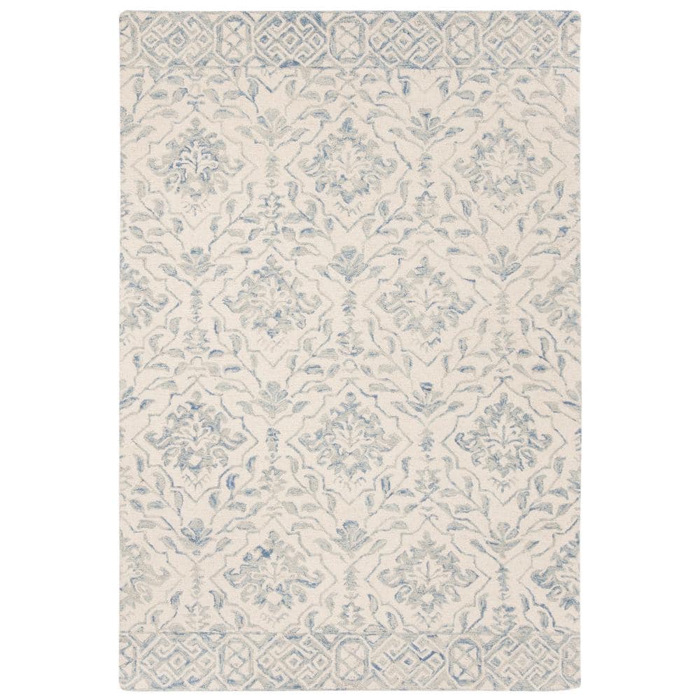 SAFAVIEH Dip Dye Light Blue/Ivory 6 ft. x 9 ft. Border Floral Medallion ...