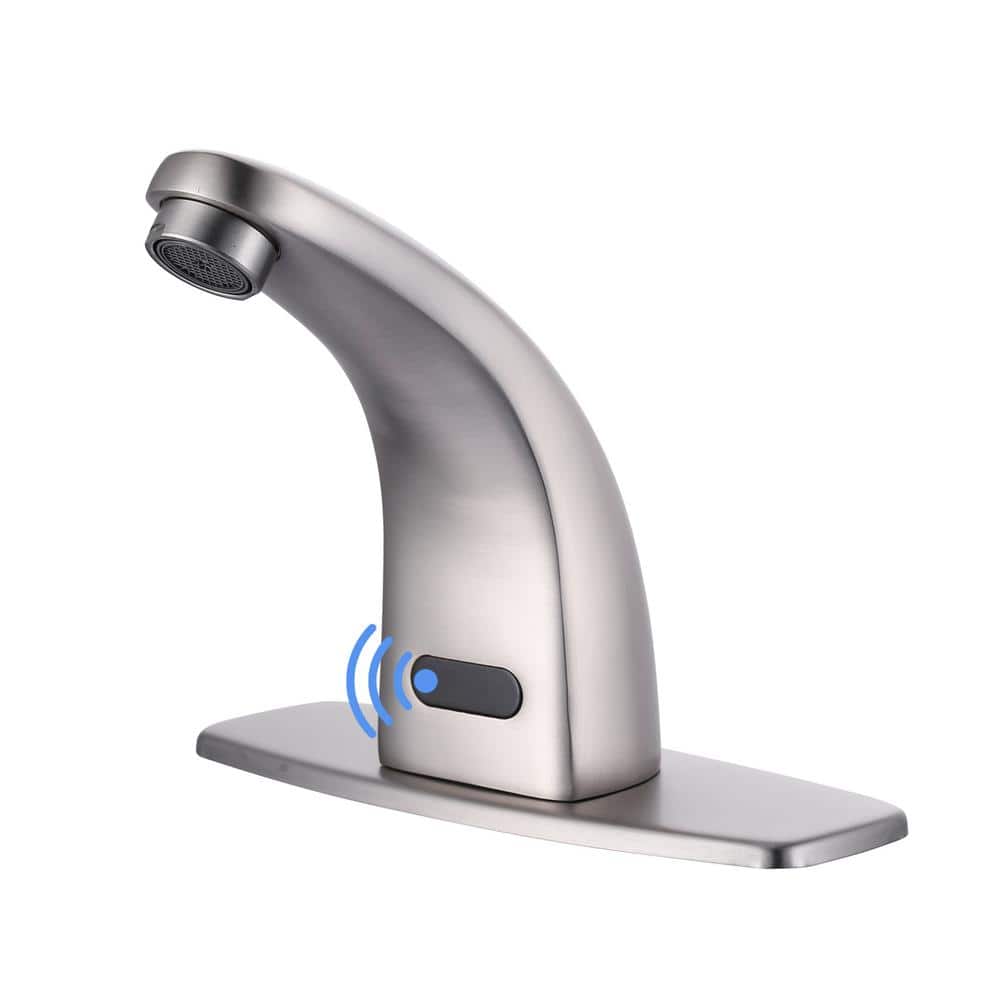 WOWOW Battery-Powered Commercial Touchless Single Hole Bathroom Faucet ...