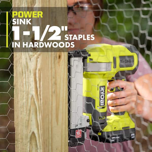 RYOBI ONE+ 18V 18-Gauge Cordless AirStrike Narrow Crown Stapler (Tool ...