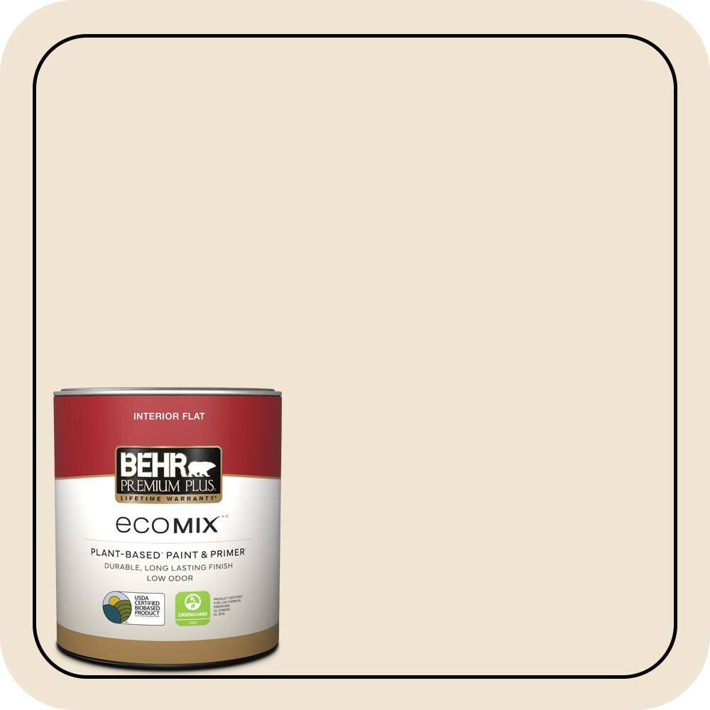 BEHR PREMIUM PLUS 1 qt. #N290-1 Original White Flat EcoMix Plant-Based ...