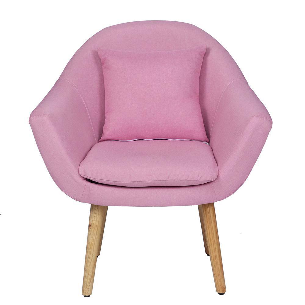 WOODYHOME Pink Upholstery Arm Chair with Seat Cushion and 1 Pillow ...