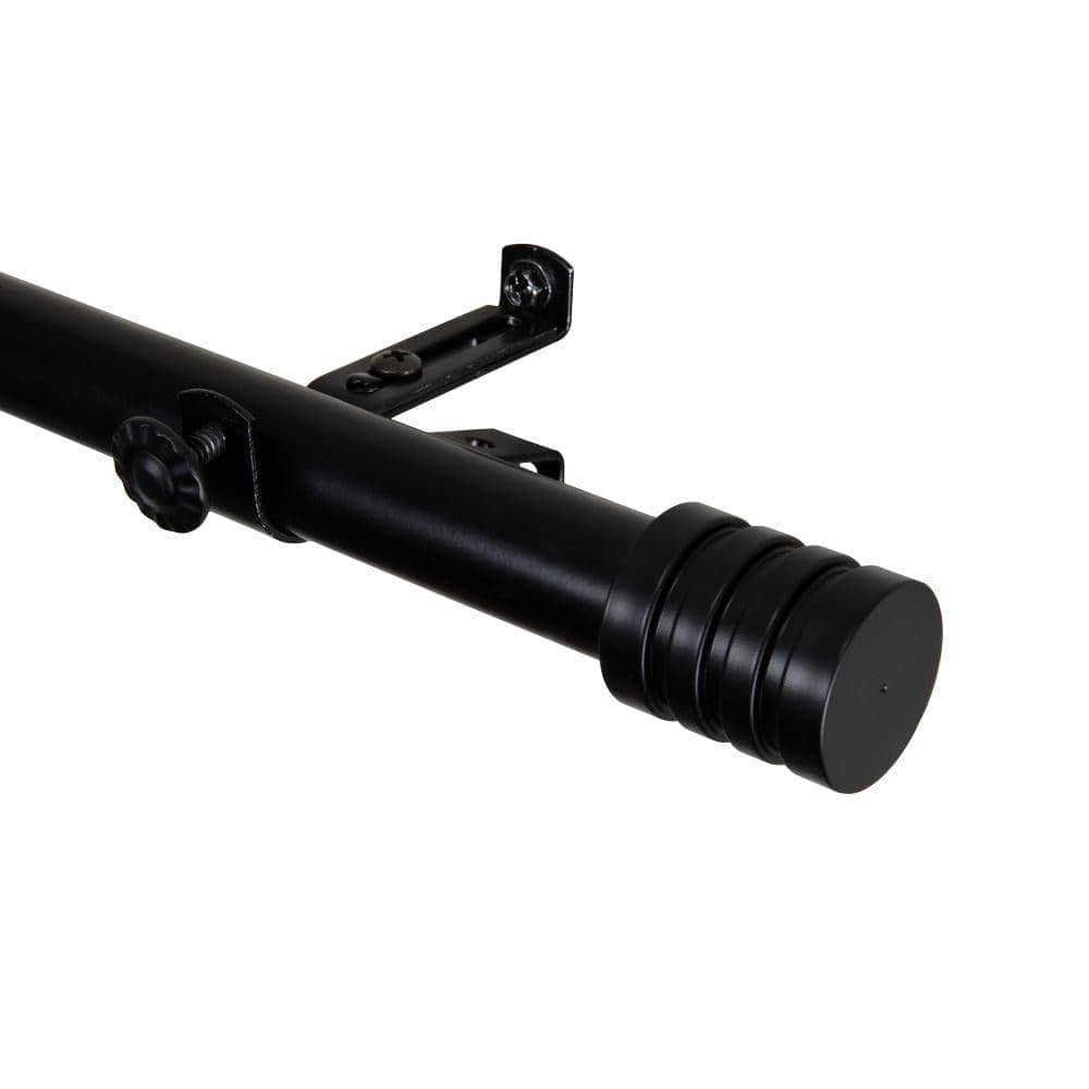 Rod Desyne 120 in. - 170 in. Black Telescoping Single Curtain Rod Kit ...