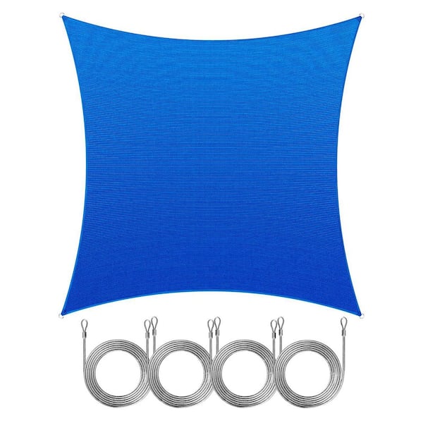 AMGO 12 ft. x 12 ft. Square Sun Shade Sail with Rope-Blue AR-TAPS12-6 ...