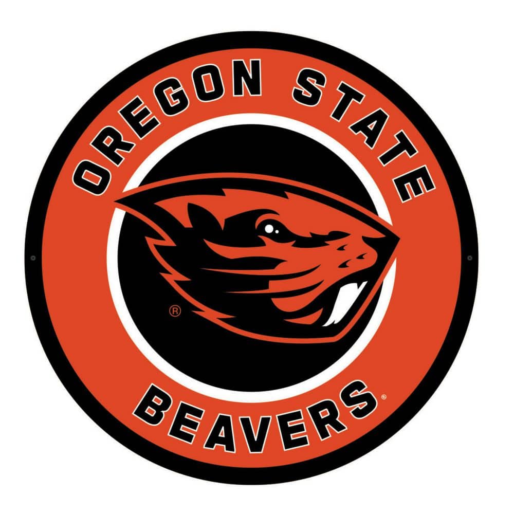 Evergreen Oregon State University Round 23 in. Plug-in LED Lighted Sign ...