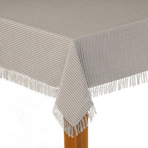Lintex Homespun Fringed 60 in. x 84 in. Ecru Checkered 100% Cotton ...