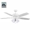 Hampton Bay Devron 52 in. LED Indoor Matte White Ceiling Fan with Light ...