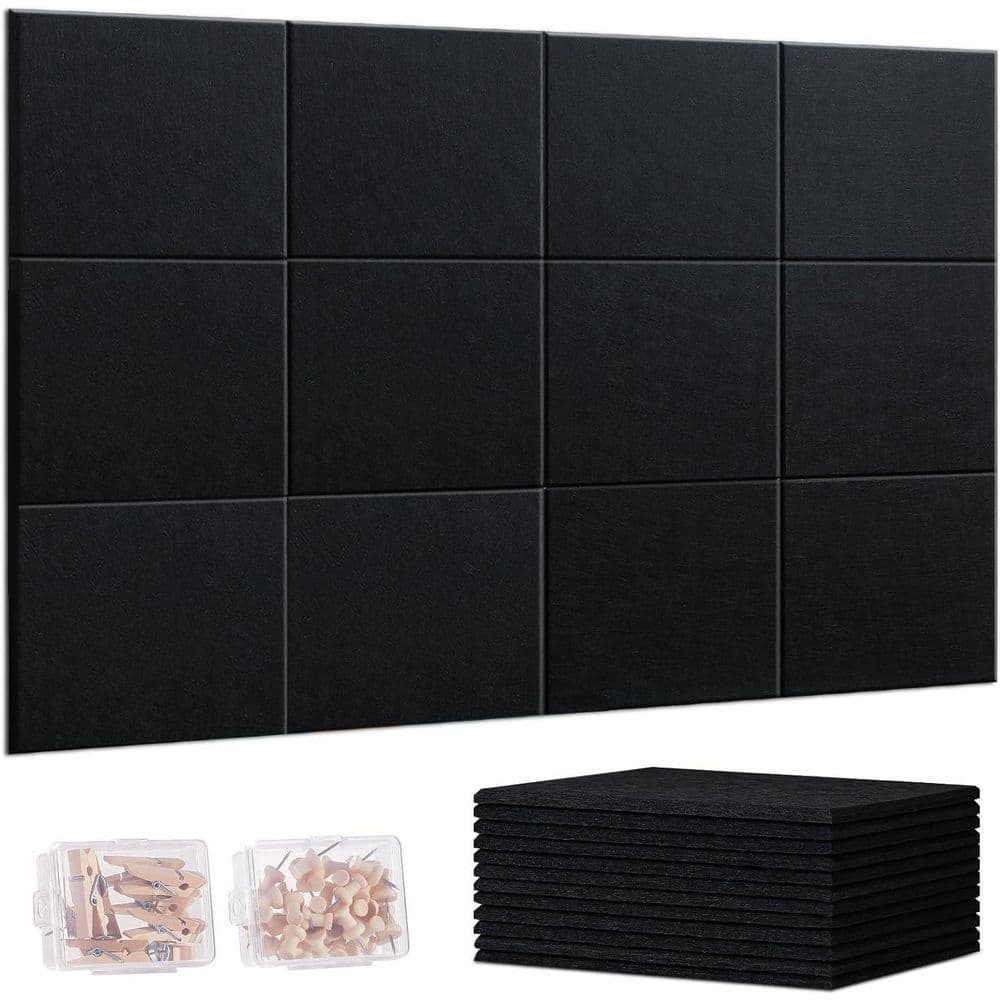 Afoxsos Black Cork Board 48 x 36 Felt Wall Tiles Safe Adhesive Tabs ...