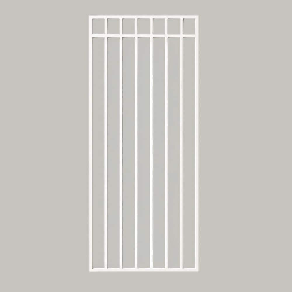 NUVO IRON Glossy White Flat-Top Coral Steel Gate (33 in. W x 68 in. H ...