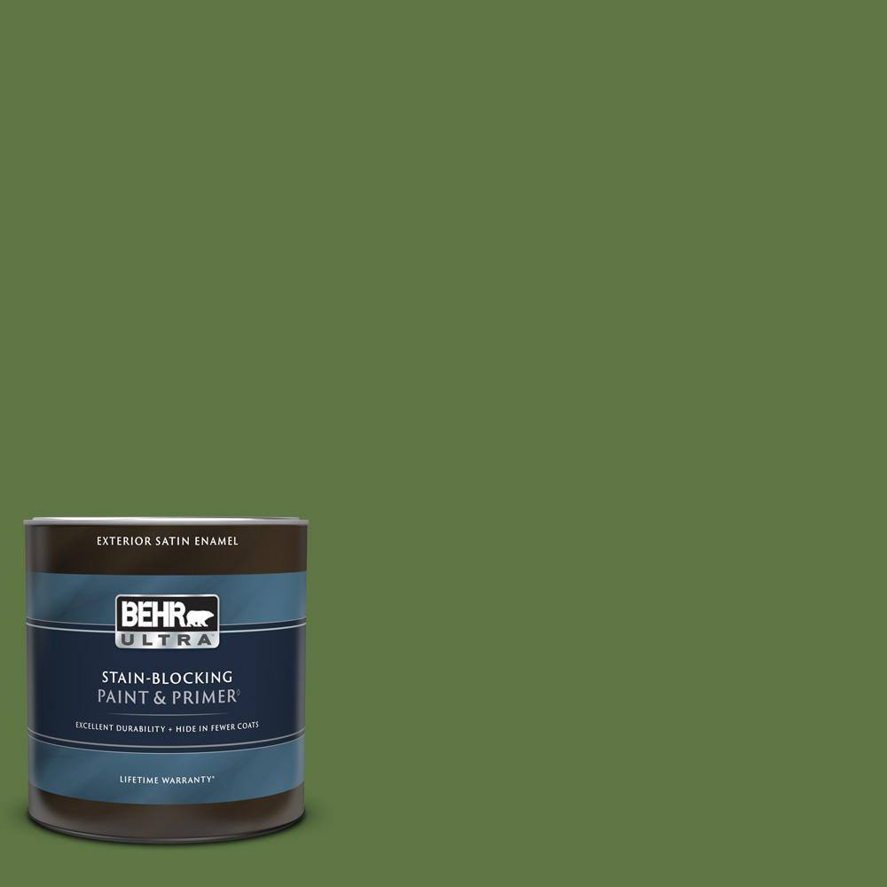 BEHR ULTRA 1 qt. #420D-7 Dill Pickle Satin Enamel Exterior Paint ...