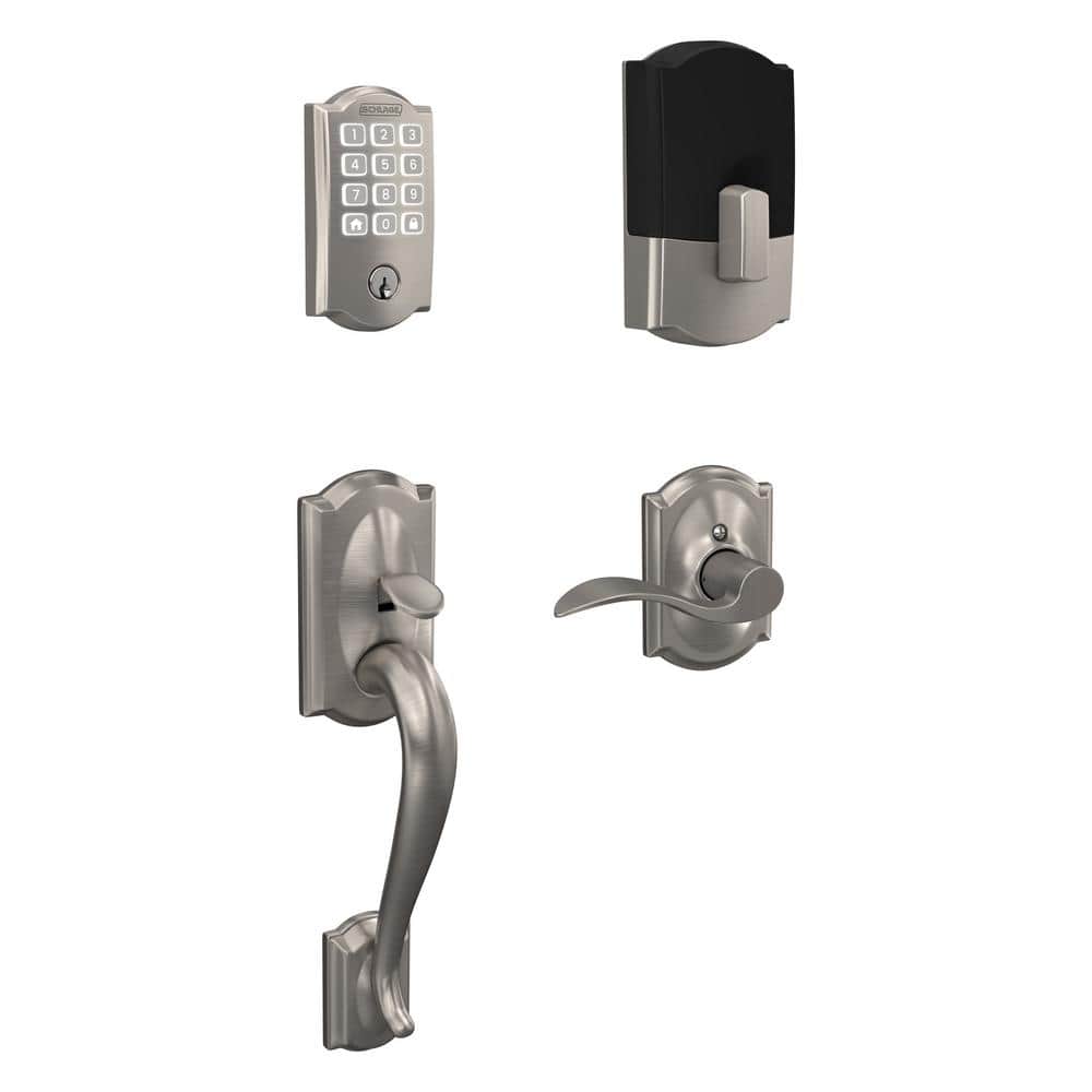 Schlage Camelot Satin Nickel Arrive Smart WiFi Deadbolt and Lower Half ...